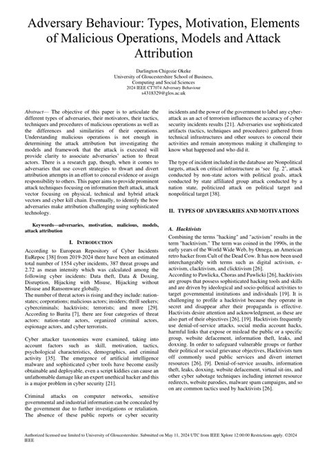 Pdf Taxonomies And Models Of Adversarial Behavior In Cybersecurity A Literature Review On