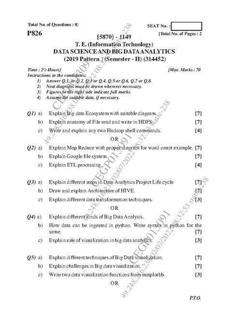 dsbda previous year endsem paper [5870] 1149 1 total no of
