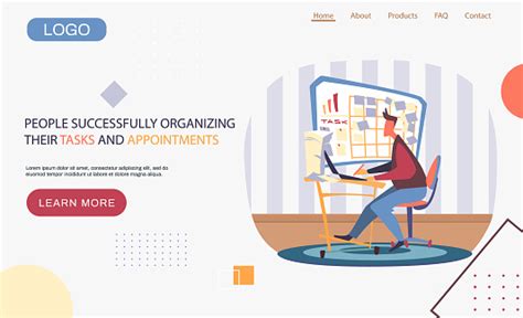 자신의 작업과 약속을 조직하는 사람들 방문 페이지 템플릿 칠판에서 사업가 개념에 대한 스톡 벡터 아트 및 기타 이미지 개념 개발 계획 Istock