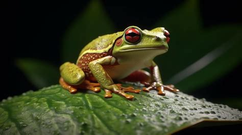 Premium AI Image Tree Frog On A Leaf Generative AI