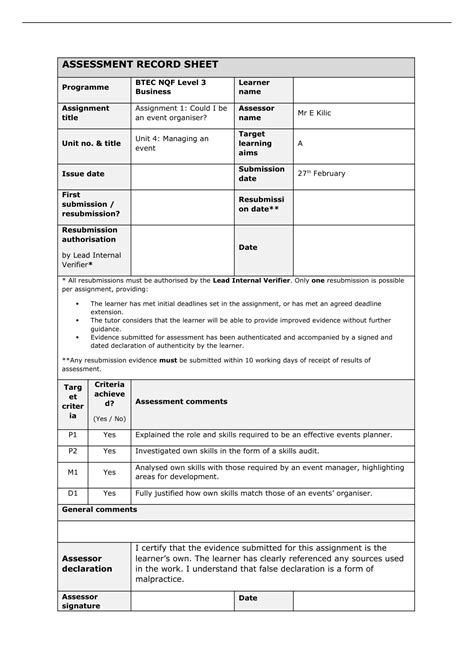 Unit 4 Managing An Event Assignment 1 Whole Assignment Distinction Graded Unit 4