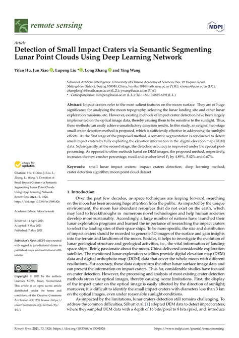 Pdf Detection Of Small Impact Craters Via Semantic Segmenting Lunar Point Clouds Using Deep