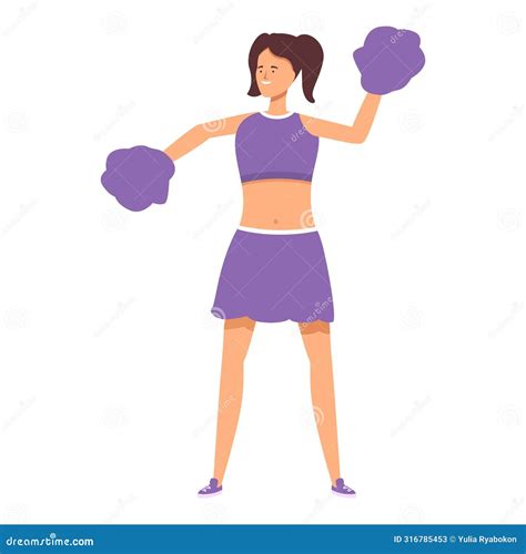 Cheerleader Dancer Icons Set Cartoon Vector Cheerleader Girl With