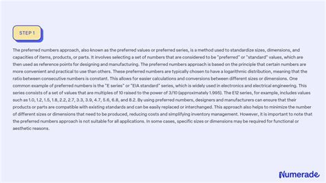 Solved Discuss Preferred Numbers Approach For Standardization Of Sizes Dimensions And