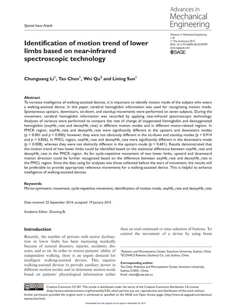 Pdf Identification Of Motion Trend Of Lower Limbs Based On Near Infrared Spectroscopic Technology