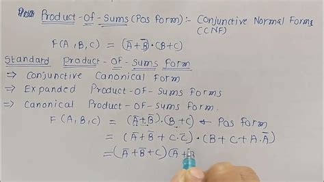 Product Of Sum Pos Form Standardcanonical Product Of Sum Form Pos To Spos Conversion