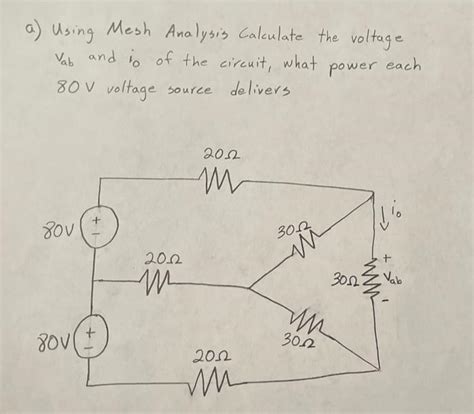 solved a using mesh analysis calculate the voltage vab and