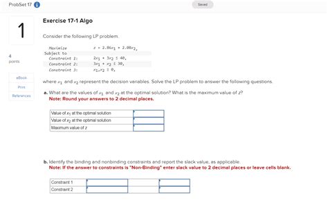 Solved Consider The Following Lp Problem Where X1 And X2