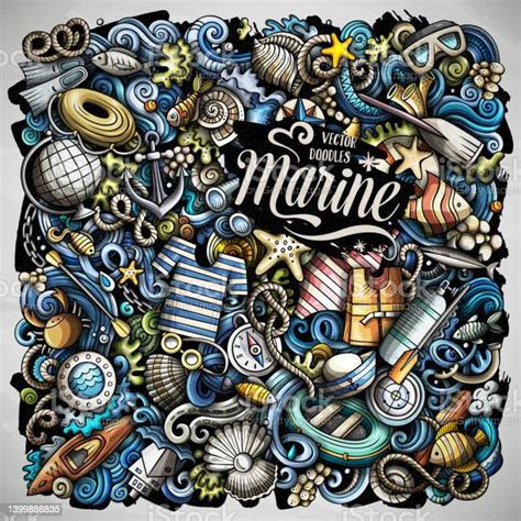 마린 핸드 그린 벡터 낙서 일러스트레이션 색상 재미있는 사진 3차원 형태에 대한 스톡 벡터 아트 및 기타 이미지 3차원 형태