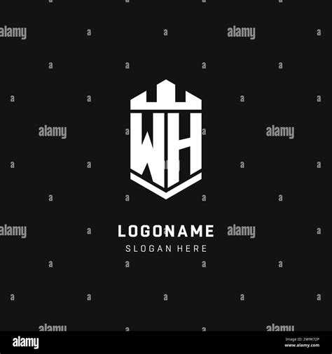 Wh Monogram Logo Initial With Crown And Shield Guard Shape Style Vector