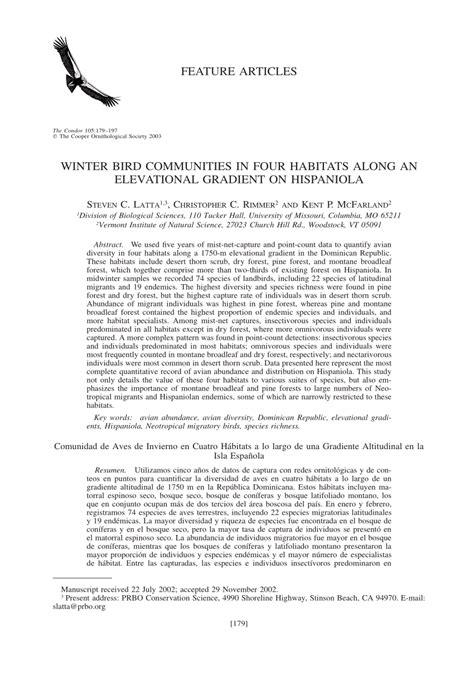 Pdf Winter Bird Communities In Four Habitats Along An Elevational Gradient On Hispaniola