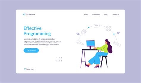 Effective Programming Landing Page Woman Software Developer Or Ui Ux
