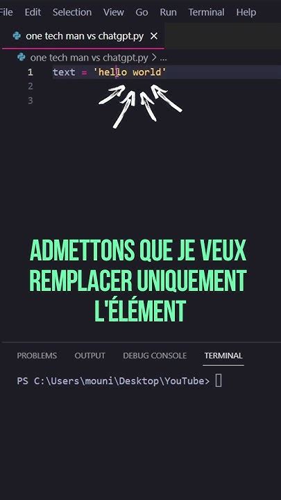 Coder En Python Utilise La Fonction Replace Dès Aujourdhui Shorts