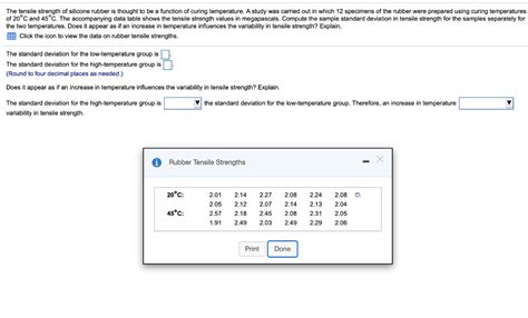 Solved The Tensile Strength Of Silicone Rubber Is Thought To Chegg Com