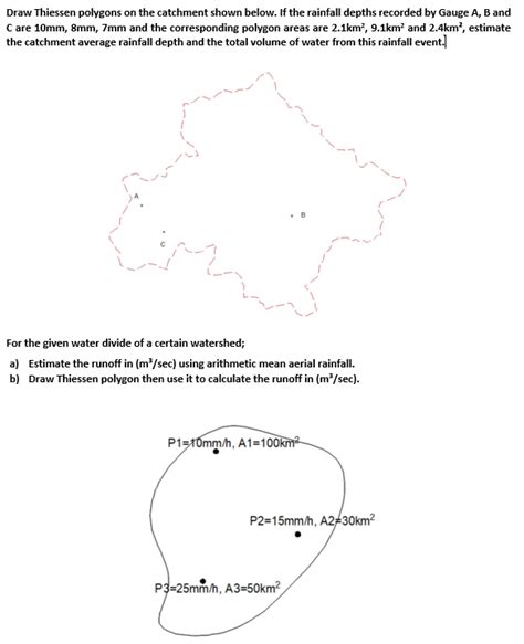 Solved Draw Thiessen Polygons On The Catchment Shown Below Chegg