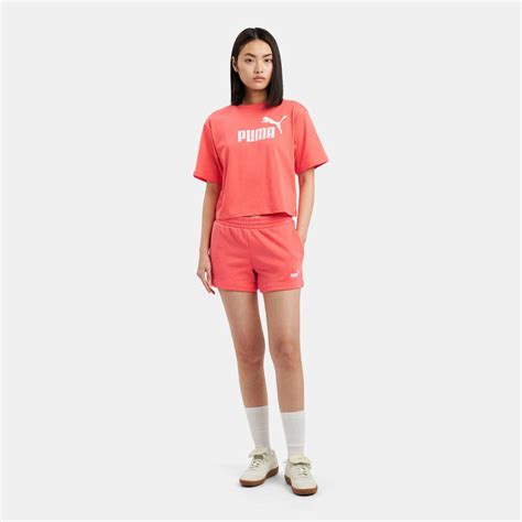 Puma Ess Cropped No 1 Logo Red And White T Shirt Aw Lab