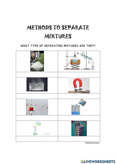 Separating Mixtures Interactive Worksheet Live Worksheets