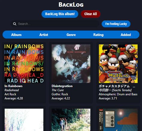 GitHub Andrewglanzzz BackLog BackLog A Rate Your Music Tool