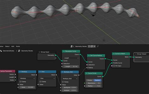 Geonodes Absolute Value Of Sine For Curve Radius 2 By Zeroskilz