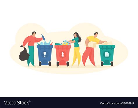 People Sorting Garbage Waste Collection Royalty Free Vector