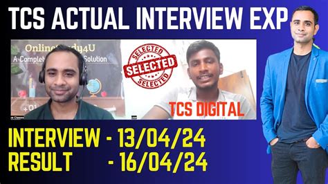 🔥tcs Actual Interview Experience Selected In Tcs Digital Date 16042024🔥 Youtube