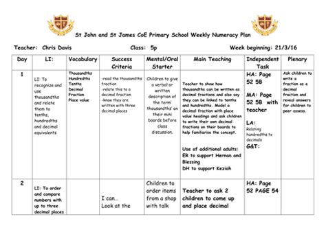 Year 5 Read Write Order And Compare Numbers With Up To 3 Decimal