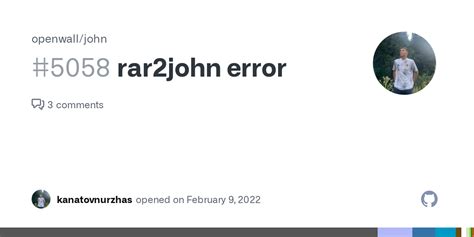 Rar2john Error · Issue 5058 · Openwalljohn · Github