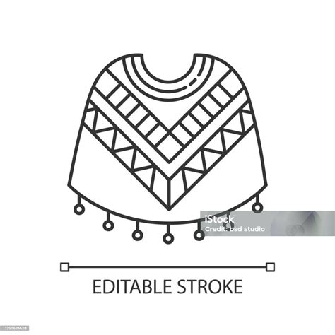 판초 픽셀 완벽한 선형 아이콘 전통적인 아메리카 원주민 의상 얇은 선 사용자 정의 일러스트레이션 윤곽 기호입니다 벡터 격리 된 윤곽선 도면입니다 편집 가능한 스트로크 0명에