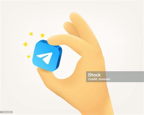 귀여운 만화 인간의 손이 파란색 아이콘을 잡습니다 인터넷 메시징 개념입니다 3d 벡터 일러스트 레이 션 3차원 형태에 대한 스톡 벡터 아트 및 기타 이미지 Istock