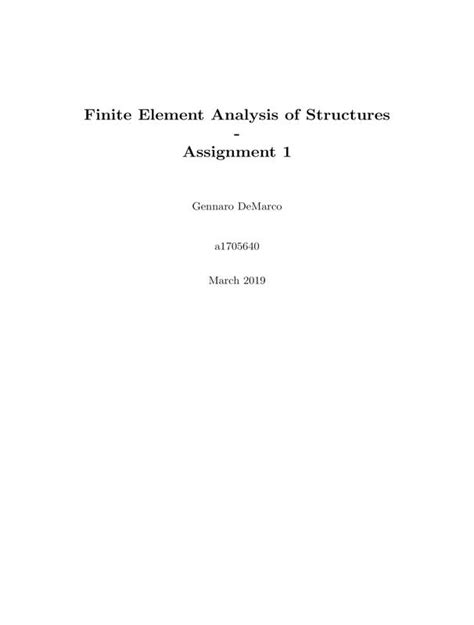 Finite Element Analysis Of A Fixed Free End Steel Column