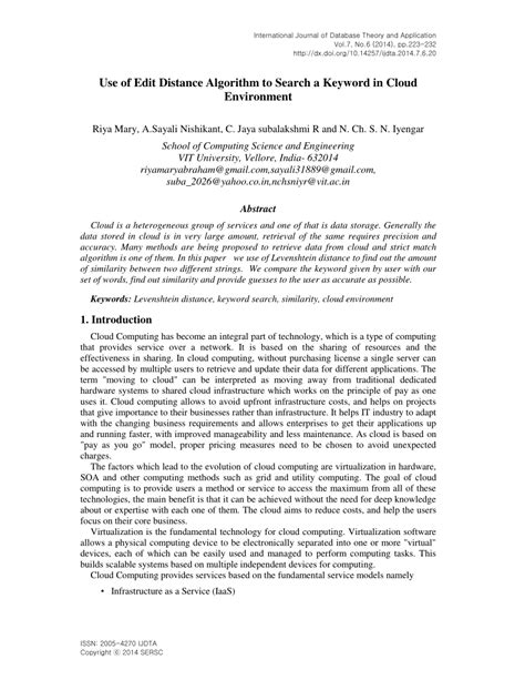 Pdf Use Of Edit Distance Algorithm To Search A Keyword In Cloud