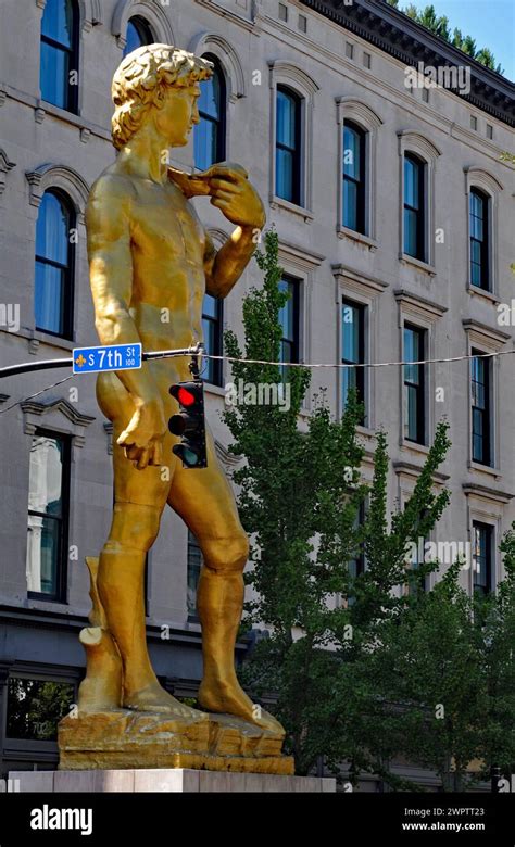 A Replica Of Michelangelos David Sculpture By Turkish Artist Serkan