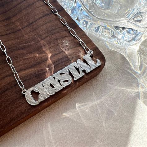 Bold Font Nameplate Necklace Personalized Sterling Silver Large Name
