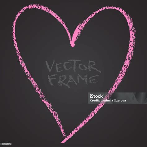 크레용으로 그린 프레임입니다 왁 스 크레용 빈 모양입니다 Lvector 이미지의 손으로 그려진된 스트로크 프레임 핑크 하트 모양 설명 공예 제품에 대한 스톡 벡터 아트 및