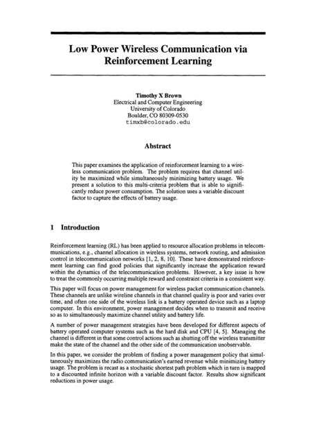 Low Power Wireless Communication Via Reinforcement Learning