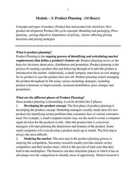 Module 3 Mktg Mgmt Notes On Module 3 Mktg Mgmt Module 3 Product
