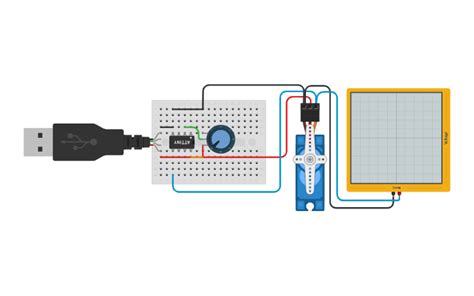 Circuit Design Attiny Drives Servo Via Pot Block Code Tinkercad