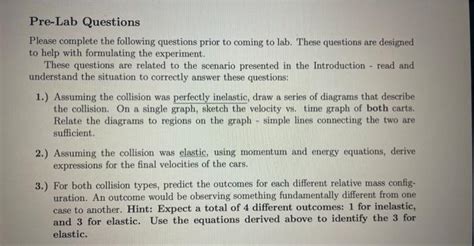 Pre Lab Questions Please Complete The Following Chegg Com
