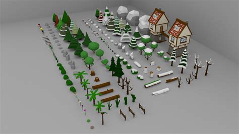 Low Poly Normal Snow Trees Pack 3d Model By Viperjr3d