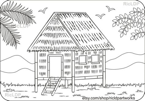 Philippine Nipa Hut Coloring Pages Bahay Kubo Native House Bamboo Stilt