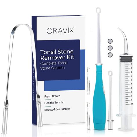 Oravix Tonsil Stone Remover Kit Easy Home Treatment With Vacuum Lighted Pick Irrigator And