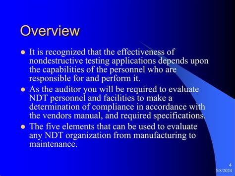 Non Destructive Testing Evaluation Auditor Ndt Training Ppt