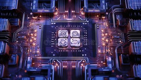 Futuristic Computer Chip Pattern Glows With Complexity Inside Desktop Pc Generated By Ai Stock