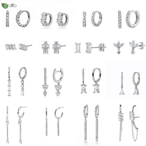 925 스털링 실버 귀 버클 화이트 지르콘 크리스탈 귀걸이 여성을 위한 빈티지 실버 후프 귀걸이 럭셔리 웨딩 쥬얼리 선물귀고리 Aliexpress