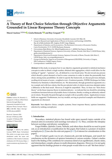 Pdf A Theory Of Best Choice Selection Through Objective Arguments