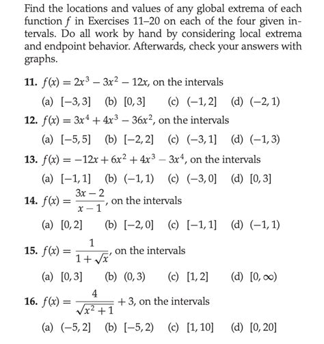 Solved Find The Locations And Values Of Any Global Extrema Chegg Com