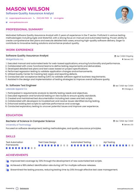 10 Software Quality Assurance Analyst Resume Samples And Templates For 2025