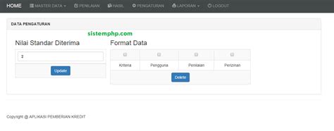 Menu Pengaturan Spk Pemberian Kredit