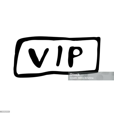 비문 Vip는 손으로 그린 하나의 요소입니다 새해 크리스마스 생일 결혼식의 특별 행사를위한 낙서의 벡터 일러스트 레이 션 인사말 엽서 포스터 디자인 개념에 대한 스톡 벡터