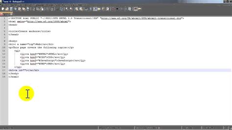 Html Tutorial Creating Anchors To Specific Parts Of A Web Page Youtube